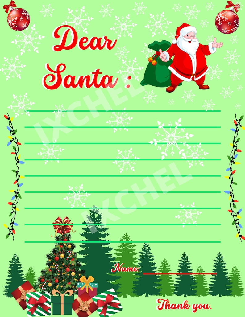 Carta Para SANTA /letter to SANTA in English / IMPRIMIBLE / - Etsy Sweden