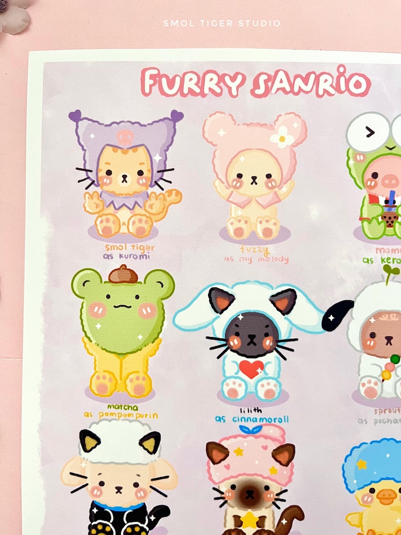 Cute Sanrio Art Print | Cute Cat Art Print | Cinnamoroll My Melody ...