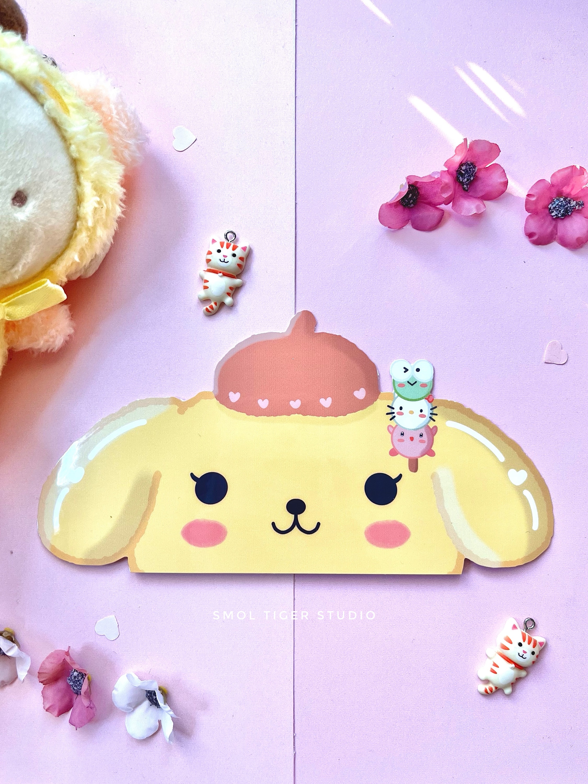 Pompompurin Car Peeker Sticker Bumper | Cute Sanrio Car Bumper Sticker ...
