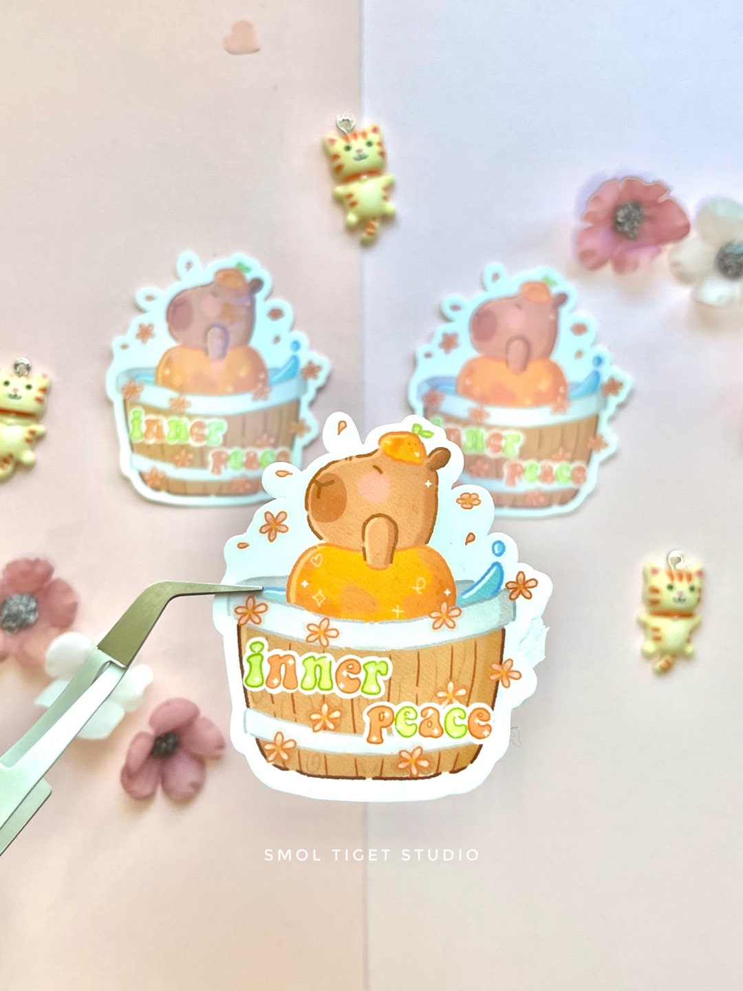 Funny Capybara Onsen Sticker Inner Peace Stickers for Phone - Etsy