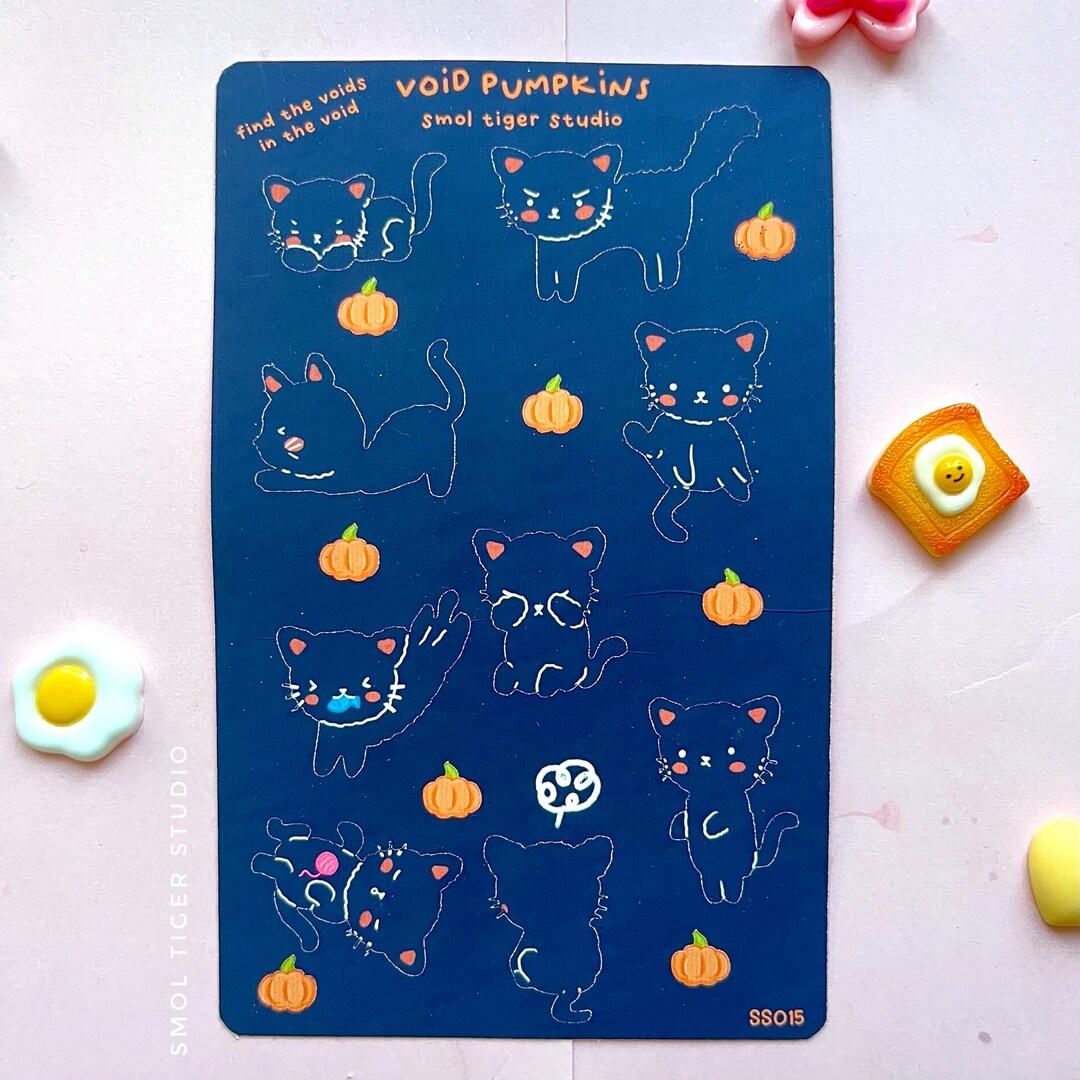 Cute Black Cat Sticker Sheet | Kawaii Bujo Planner Halloween Stickers ...