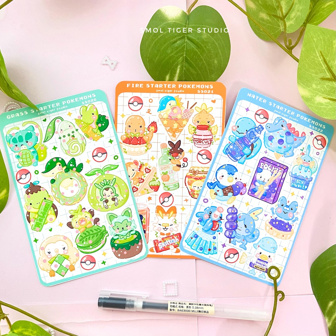Starter Pokemon Sticker Sheet | Pokemon Fanart Sticker | Bulbasaur ...