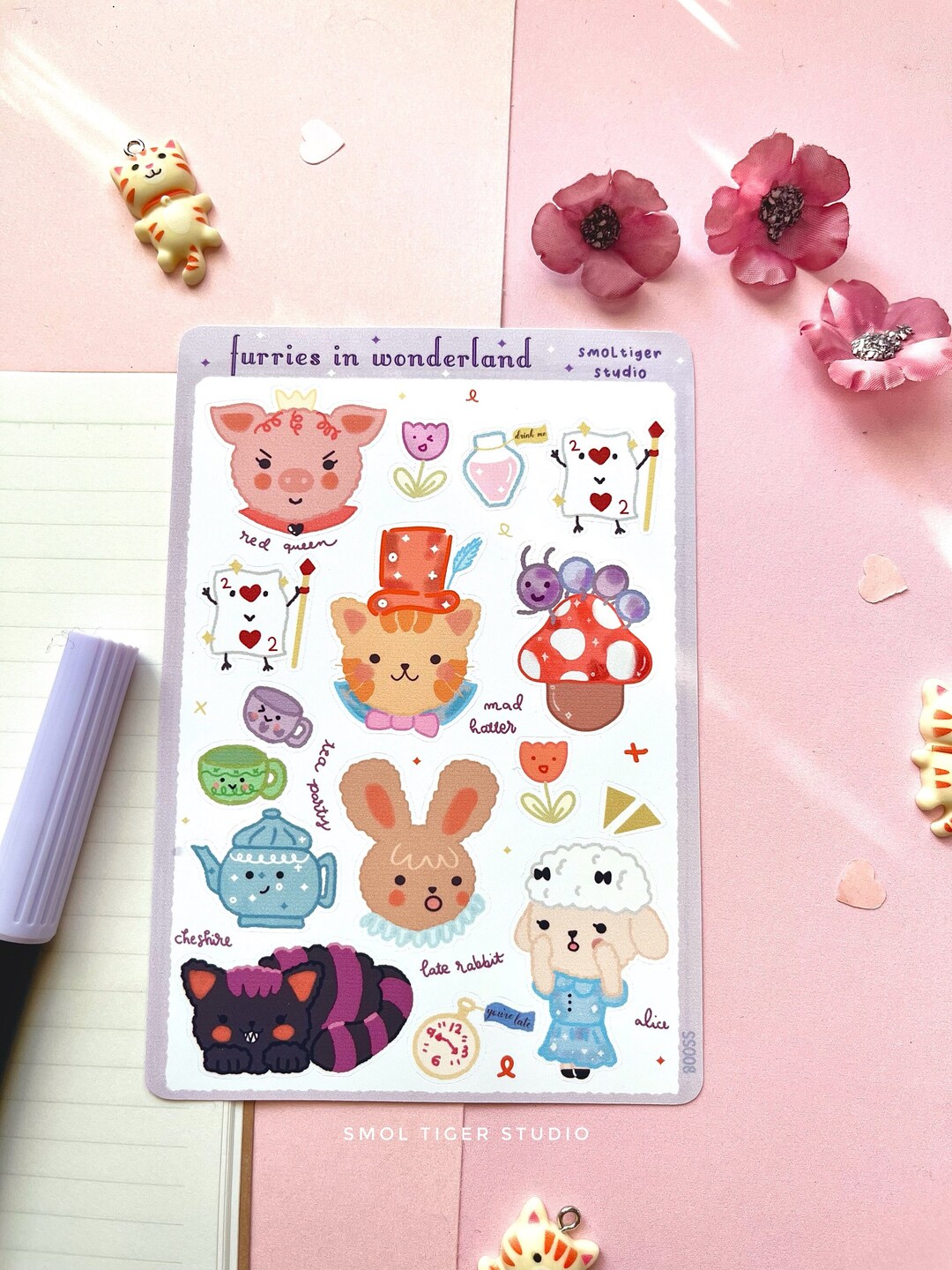 Alice in Wonderland Sticker Sheet | Kawaii Alice Stickers Disney Decor ...