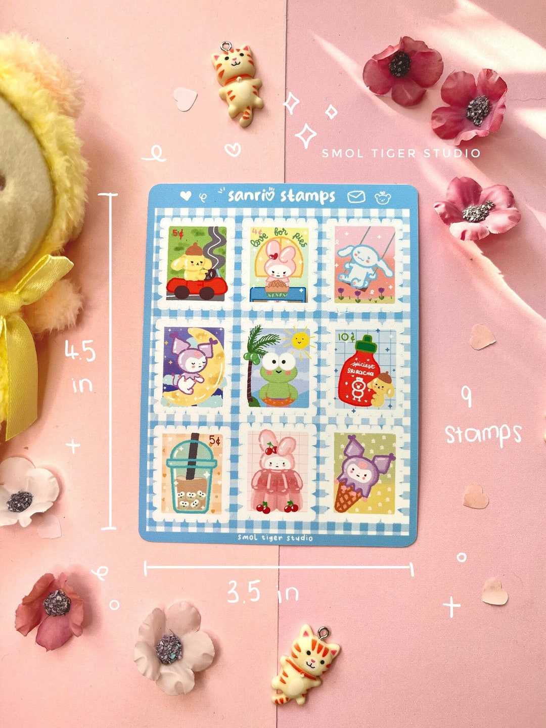 Cute Sanrio Stamp Stickers | Holographic Sticker Sheet | Kawaii ...