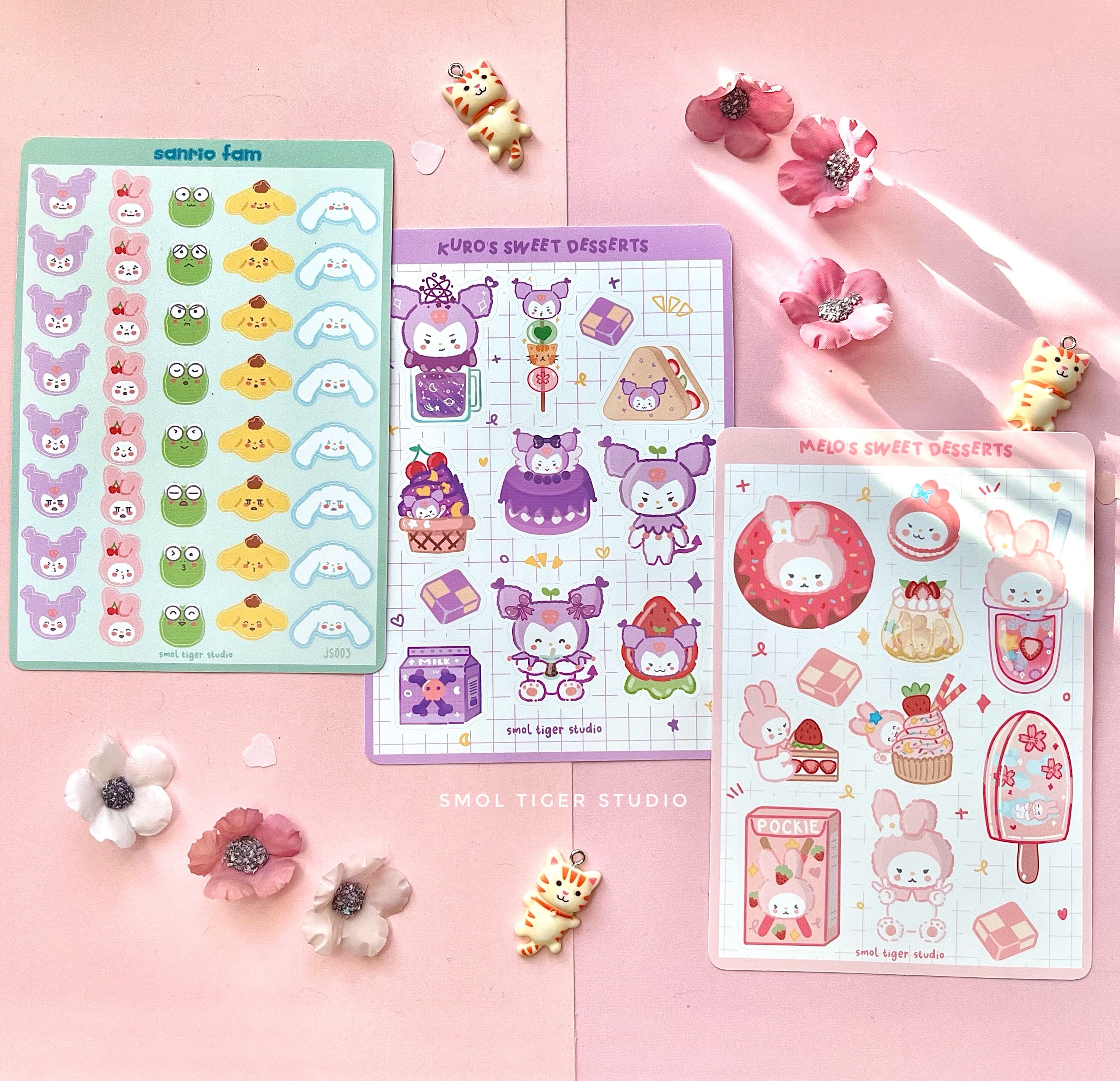 Cute Kuromi Sticker and Desserts Sanrio Sticker Sheet Kawaii Animal ...