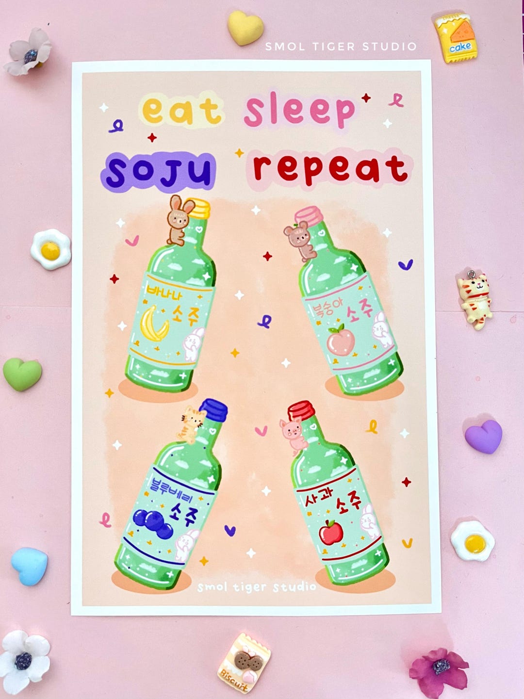 Cute Soju Art Print | Soju Wall Decoration | Korean Drink Art Stickers ...
