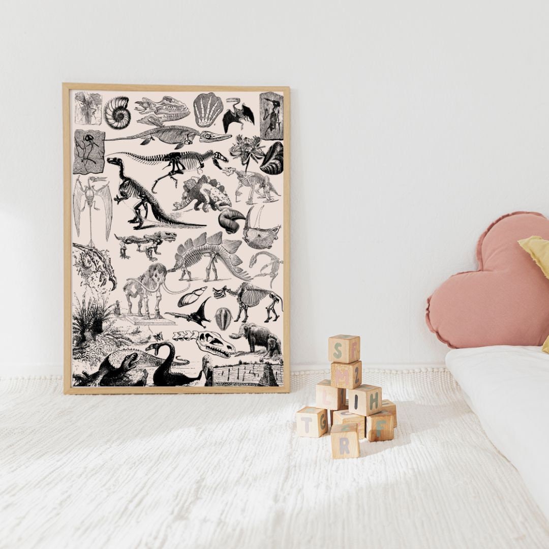 Dinosaur Fossils Prints Dinosaur Anatomy Wall Art - Etsy UK