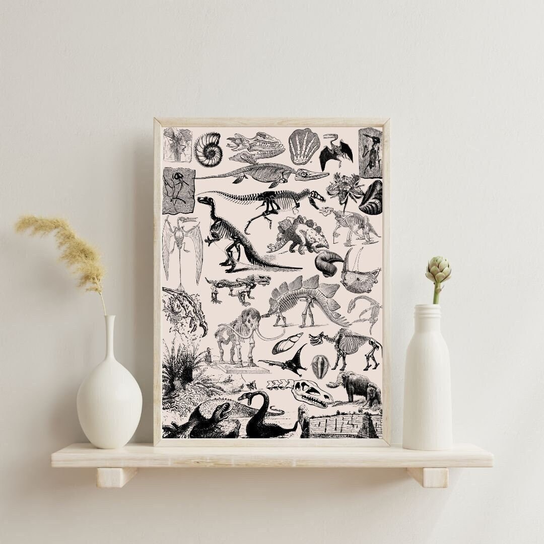Dinosaur Fossils Prints Dinosaur Anatomy Wall Art - Etsy UK