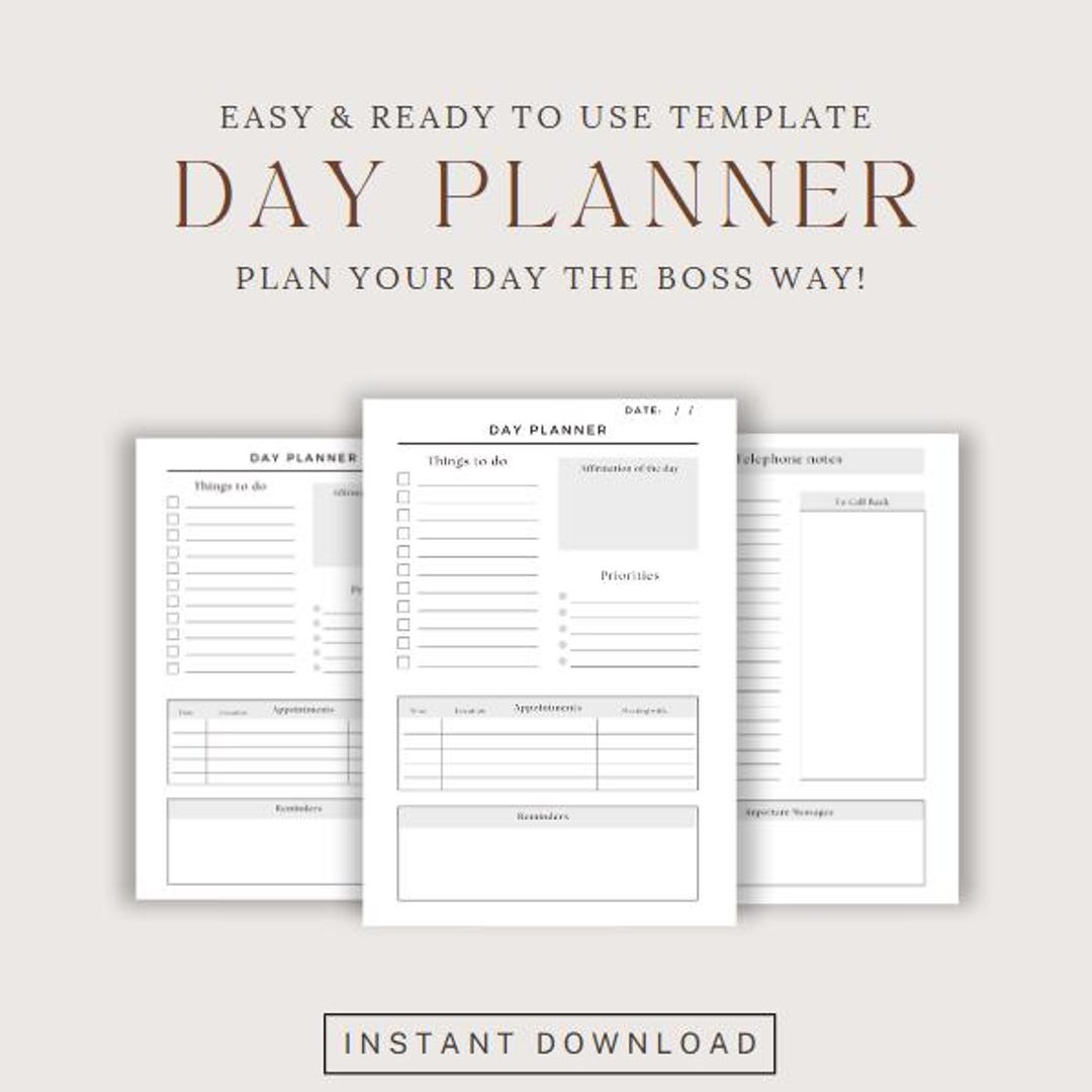 Day Planner and Call Log A4 Template - Etsy