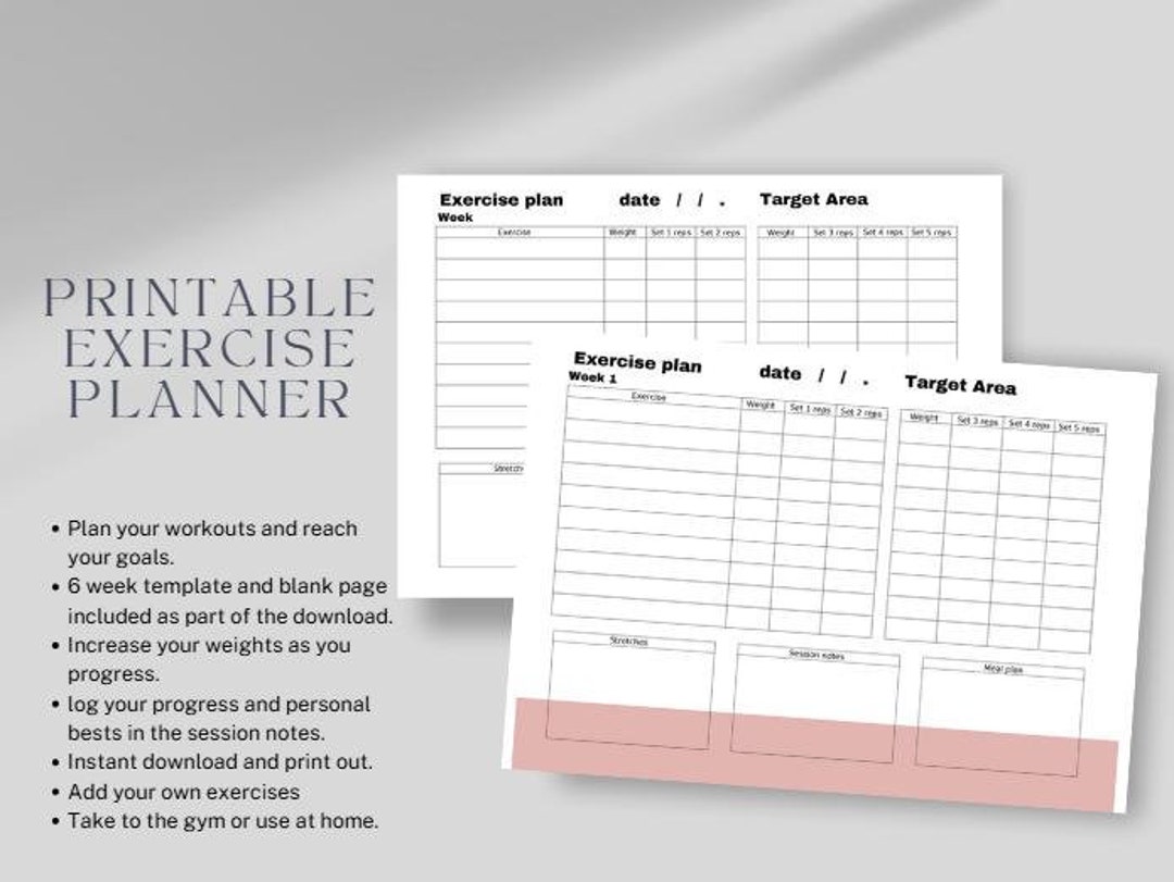 Six Week Exercise Planner Digital Download - Etsy