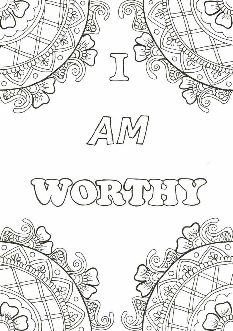I AM WORTHY. Positive Affirmation to Colour In - Etsy