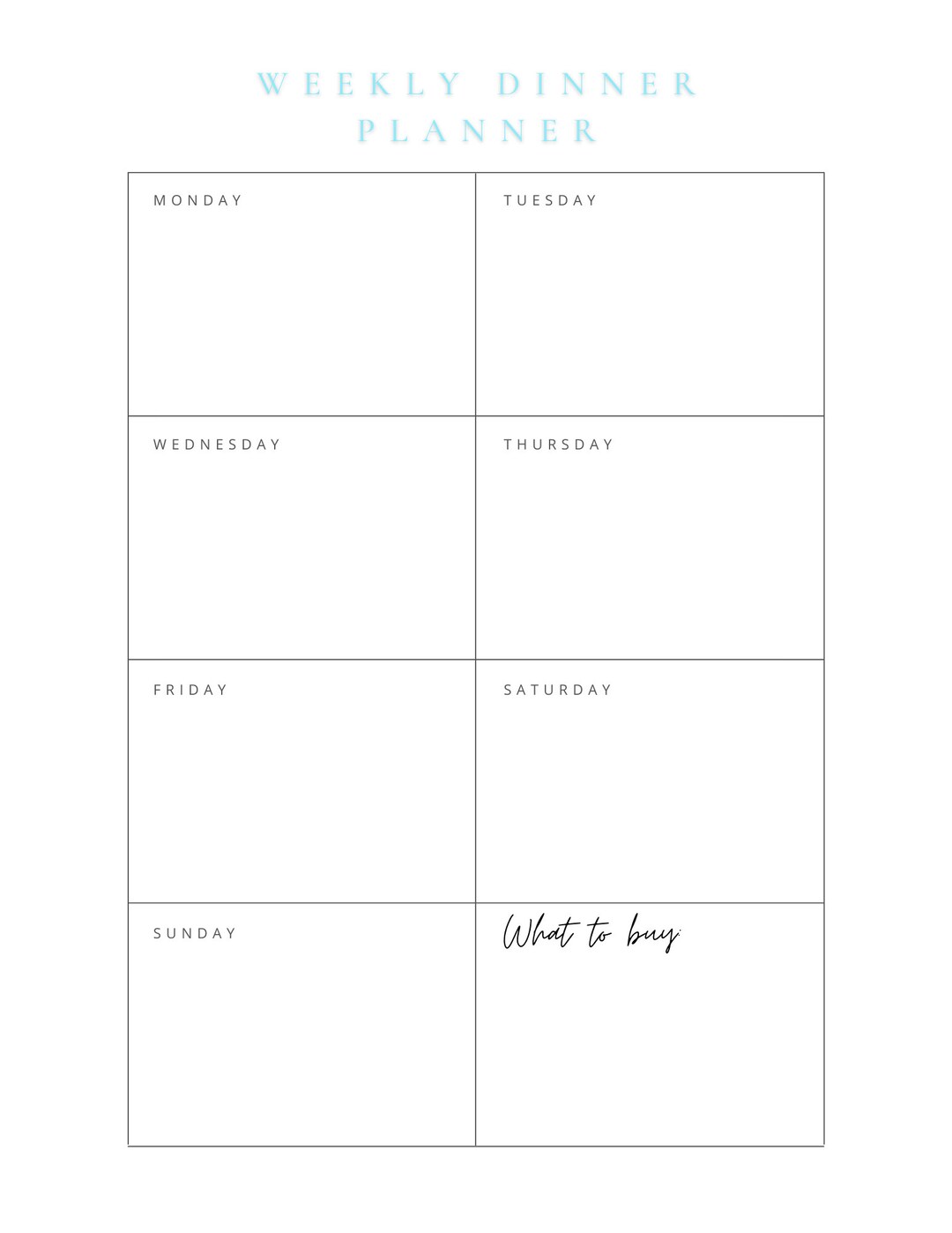 Weekly Dinner Planner, Digital Download - Etsy