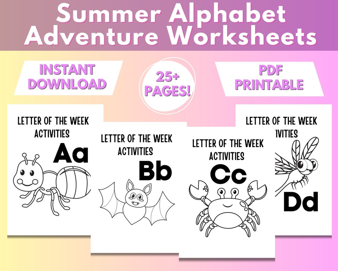 A-D Summer Alphabet Adventure Worksheets for Kindergarten - Engaging ...