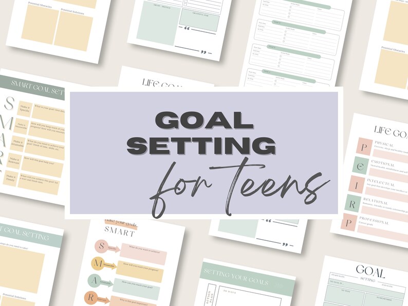 Goal Setting Planner for Teen Goal Sheet SMART Goal Worksheet Planner ...