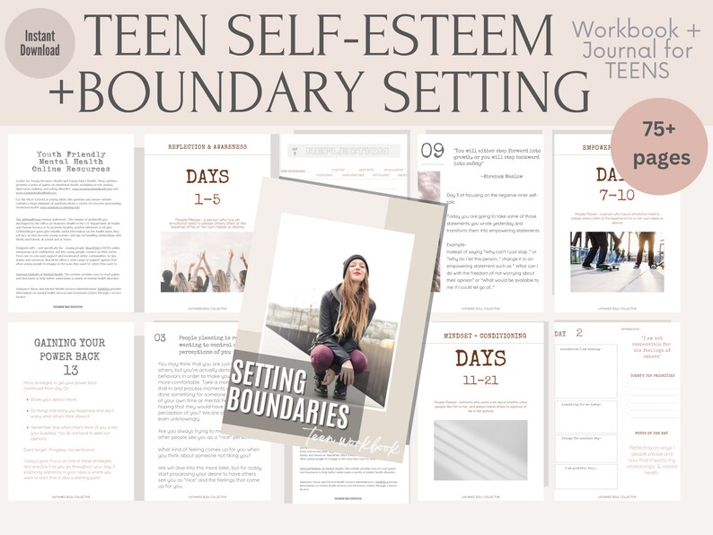 Mental Health Journal Printable Self Esteem Teen Self Guided - Etsy