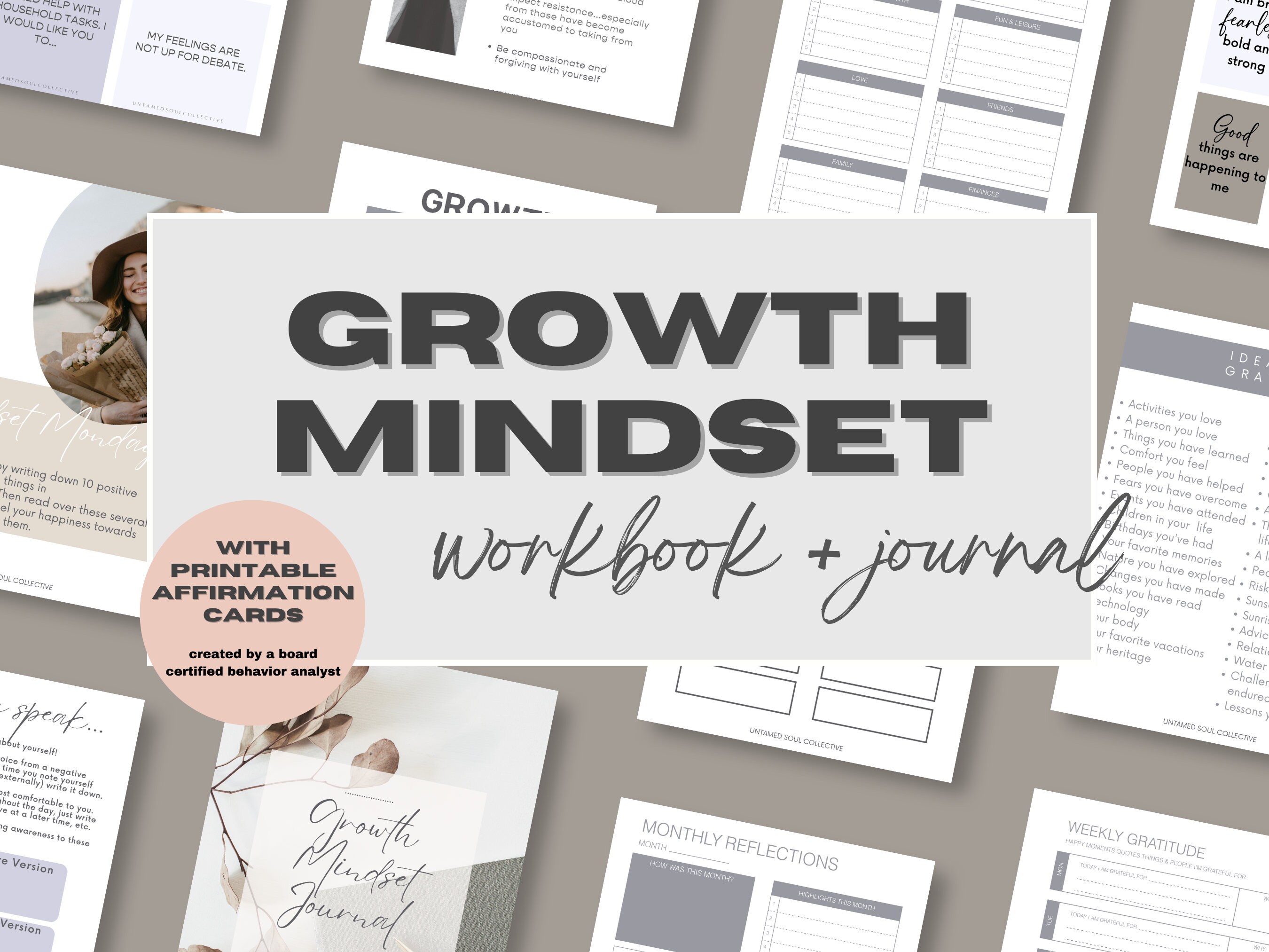 Growth Mindset Printable Journal Self Care Growth Mindset Workbook ...
