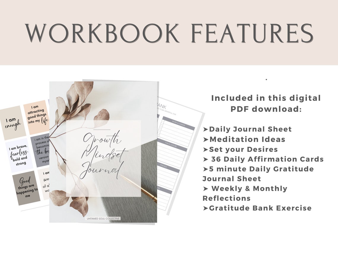 Growth Mindset Printable Journal Self Care Growth Mindset Workbook ...
