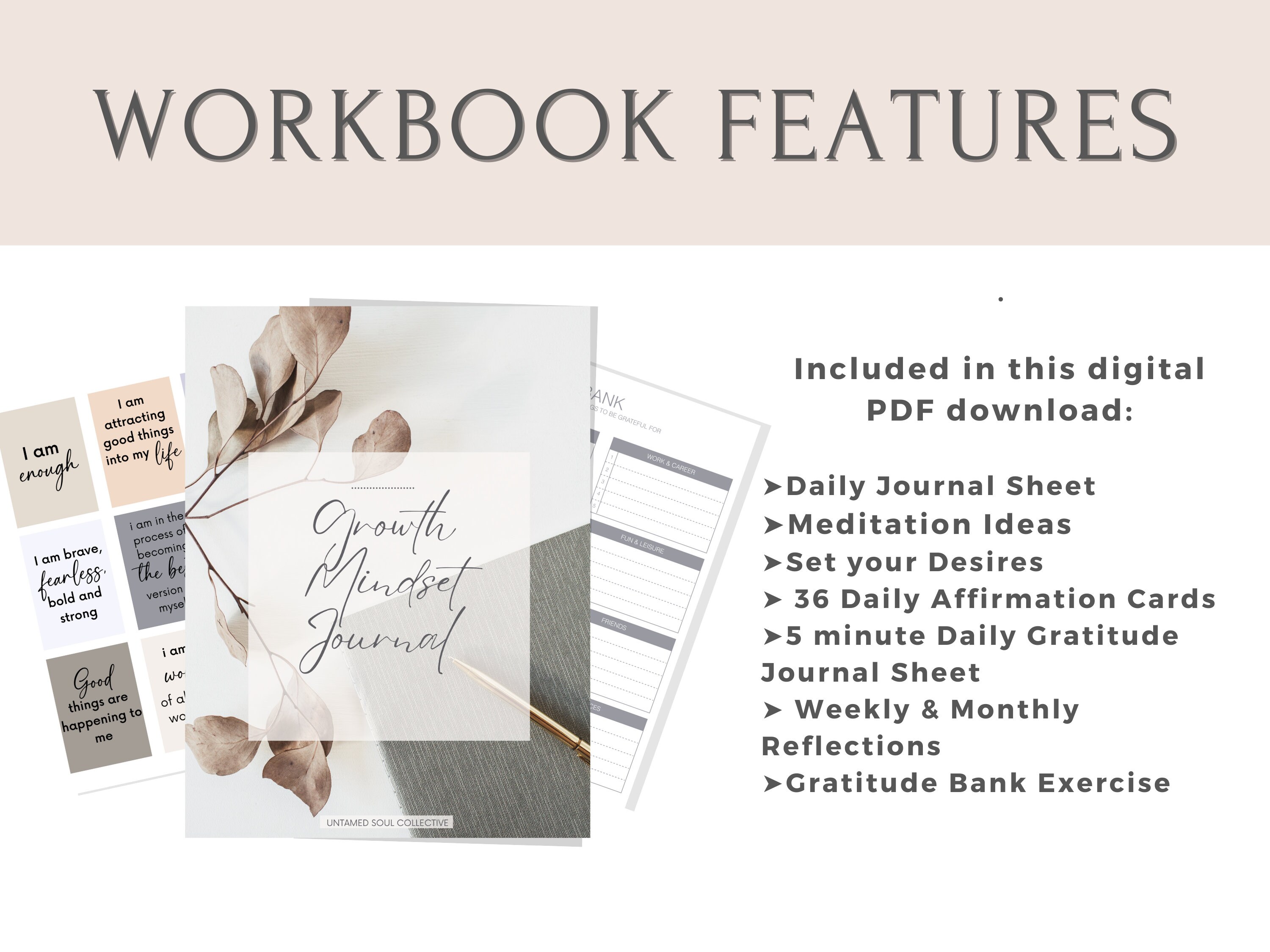 Growth Mindset Printable Journal Self Care Growth Mindset Workbook ...