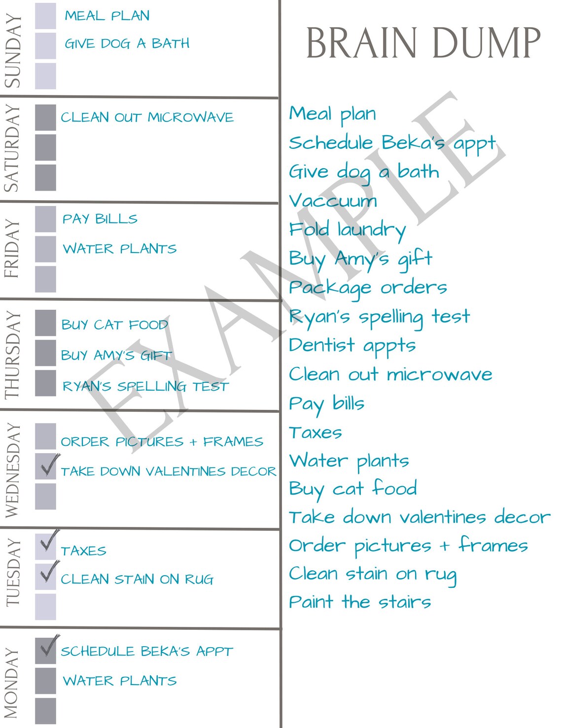Brain Dump To-do List & Planner Printable Stress and Anxiety Relief ...