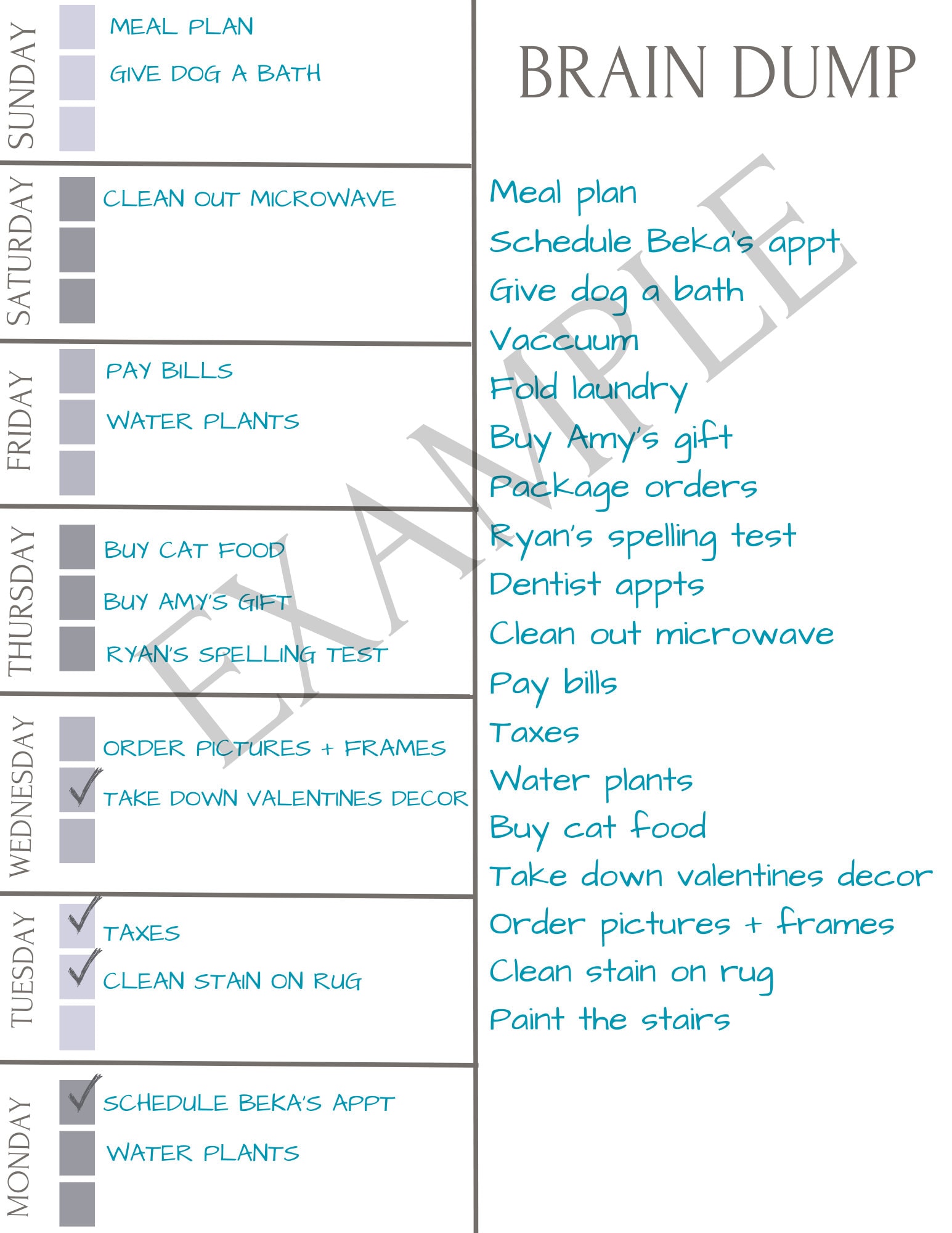 Brain Dump to Do List Printable Stress Anxiety Relief Brain Dump ...