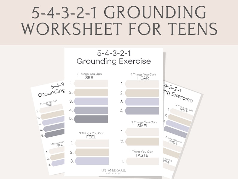 Anxiety Worksheet Teens Relief Printable Teen Grounding Worksheet Panic ...
