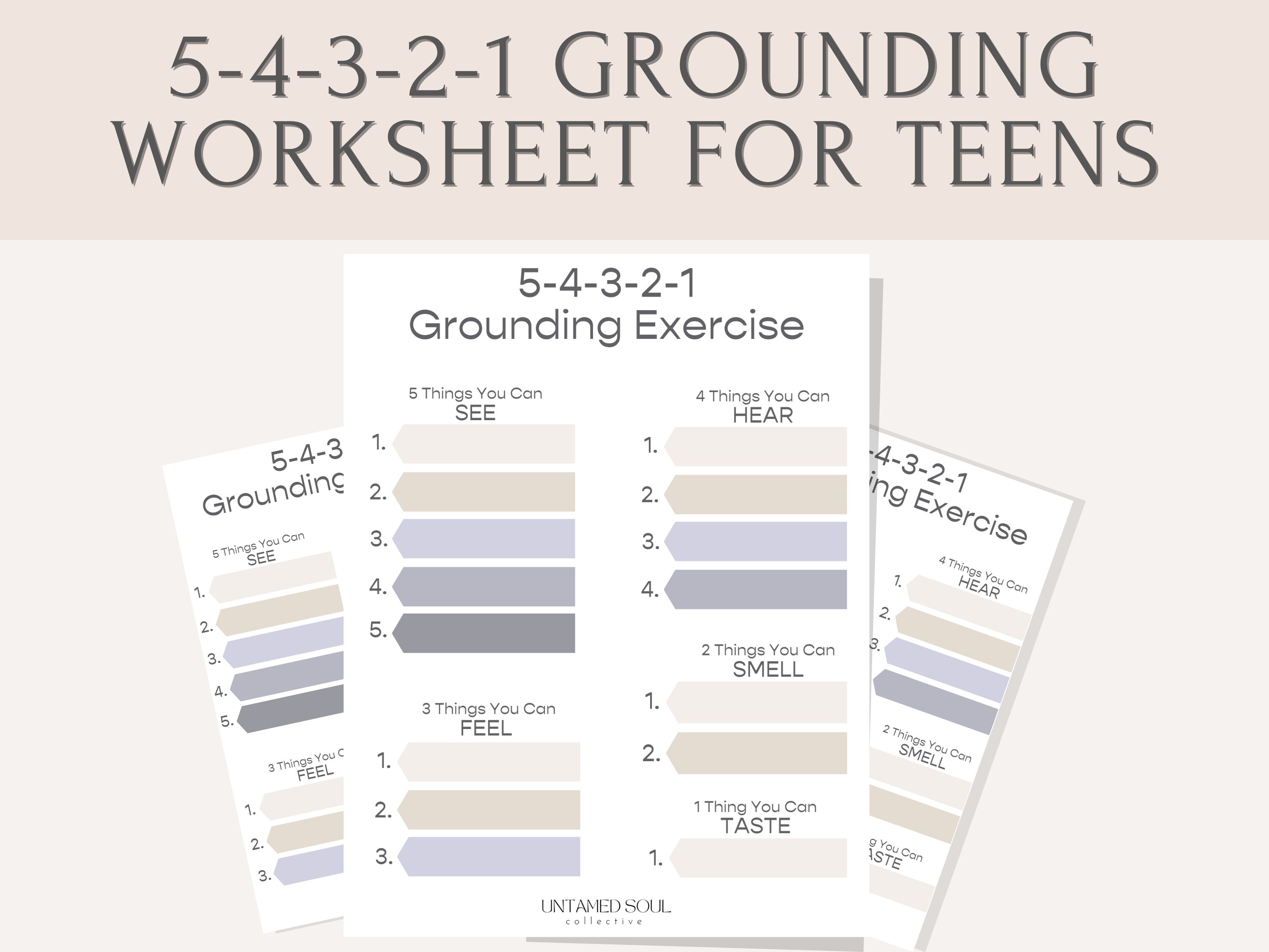 Anxiety Worksheet Teens Relief Printable Teen Grounding Worksheet Panic ...