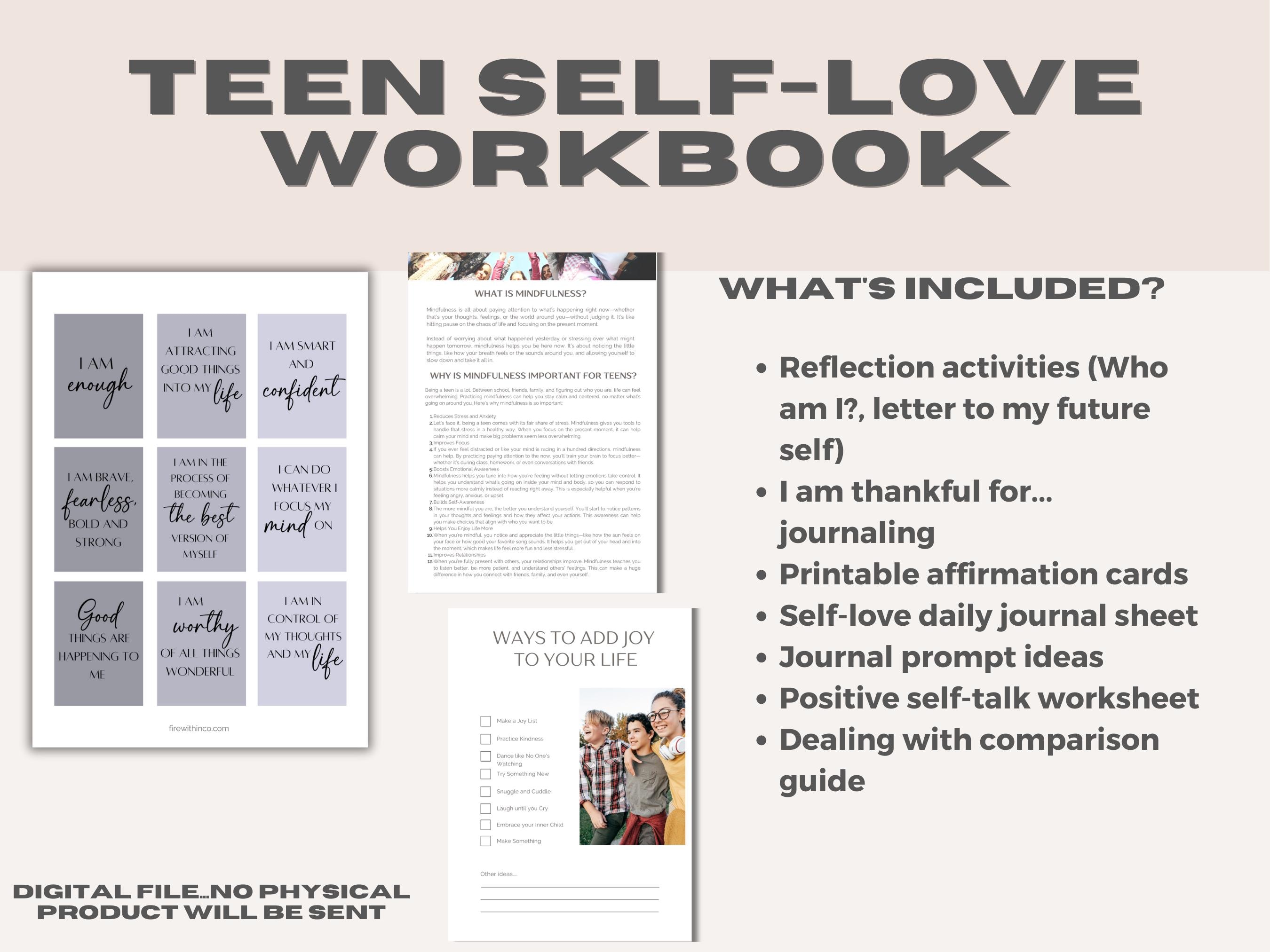 Teen Self-love Journal | Digital Mental Health Workbook for Teens ...