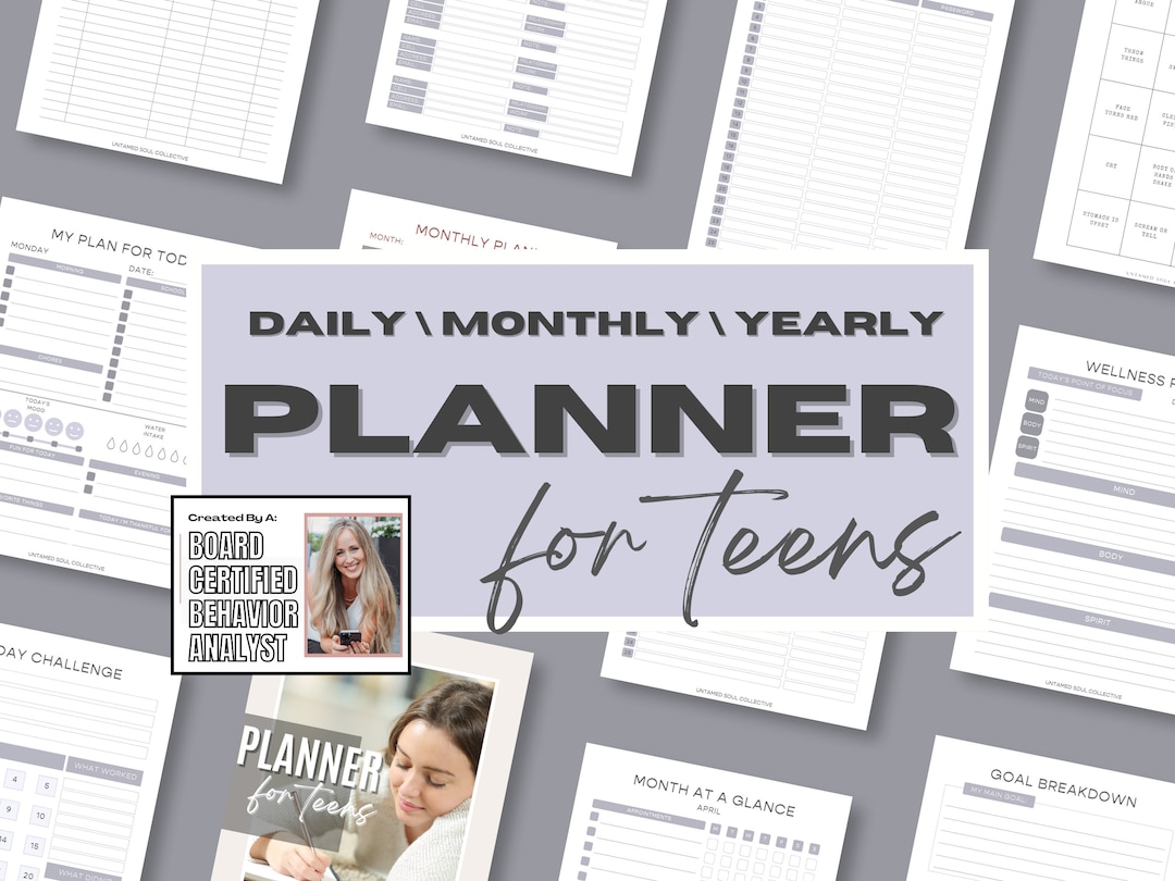Student Planner Teen Planner Printable Monthly Planner Study Simple ...