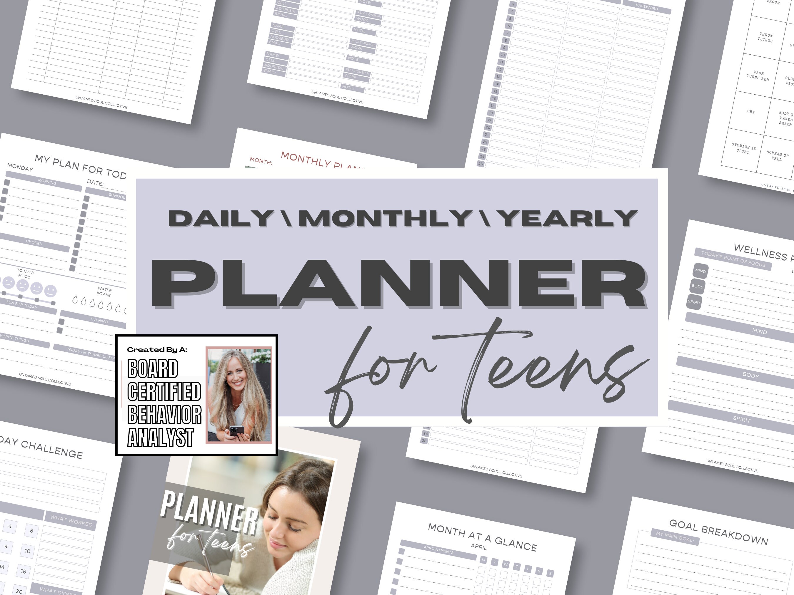 Student Planner Teen Planner Printable Monthly Planner Study Simple ...