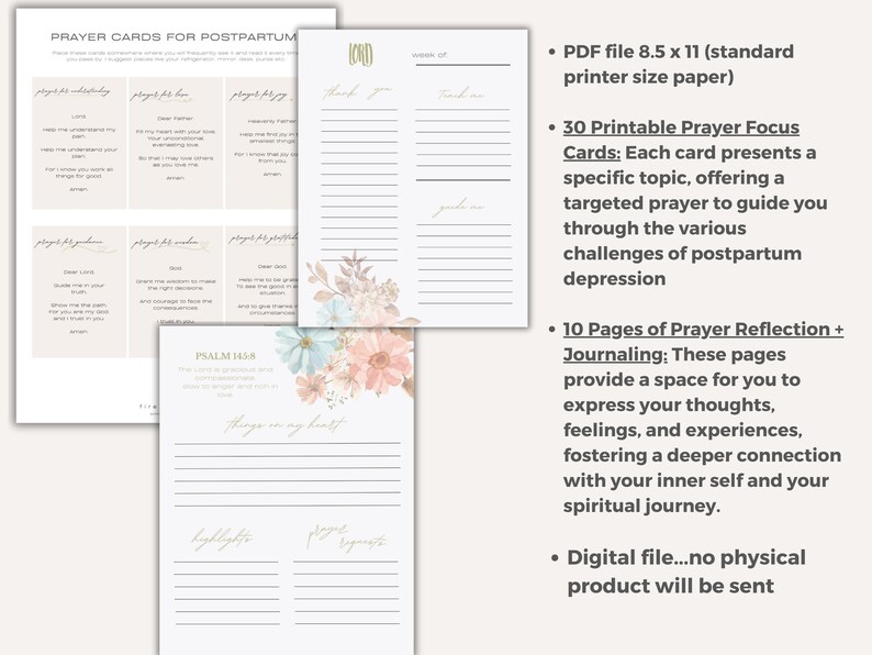Printable Postpartum Prayer Cards Daily Prayer Journal Printable Mom ...