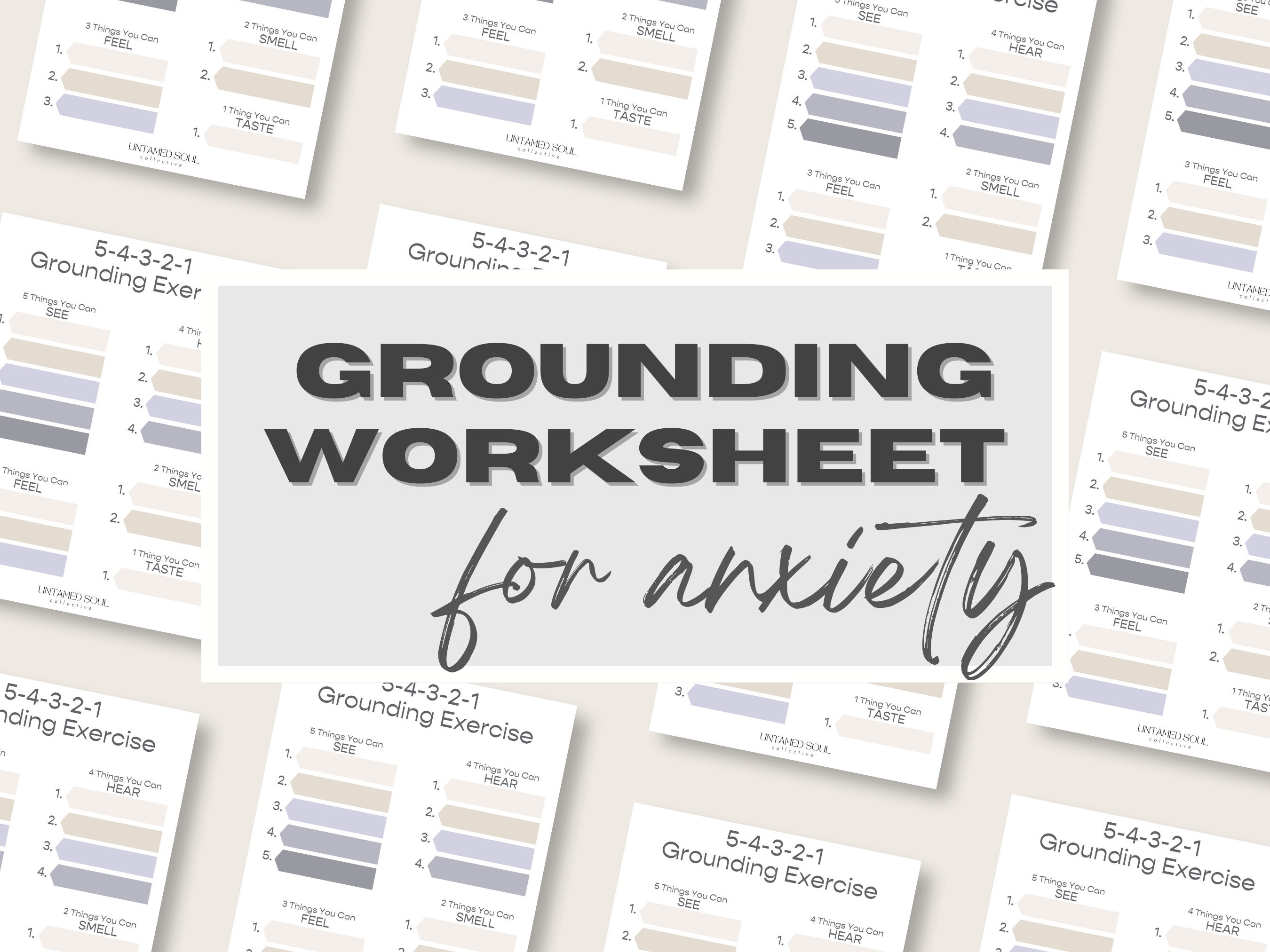 54321 Grounding Worksheet Panic Attack Anxiety Printable Mental Health ...