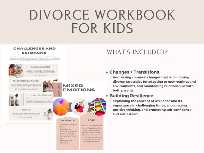 Divorce Worksheet for Kids Therapy Children and Divorce Workbook ...