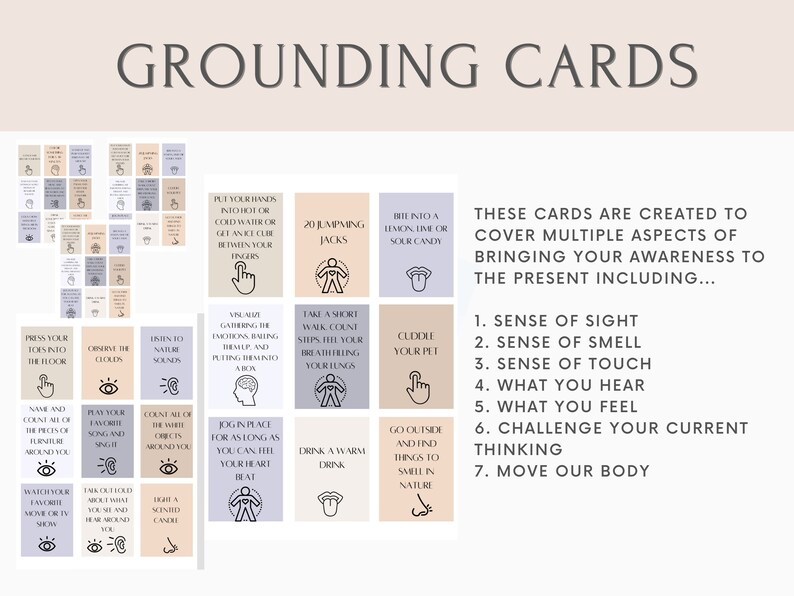 Grounding & Mindfulness Cards | Coping With Anxiety and Stress ...