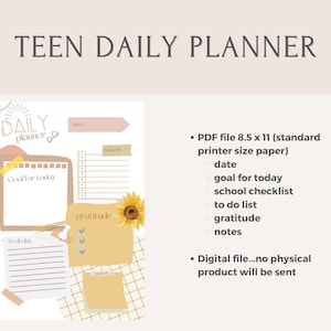 Daily Planner Printable Teen Planner Printable Planner for Student ...