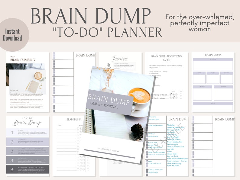Brain Dump To-do List & Planner Printable Stress and Anxiety Relief ...
