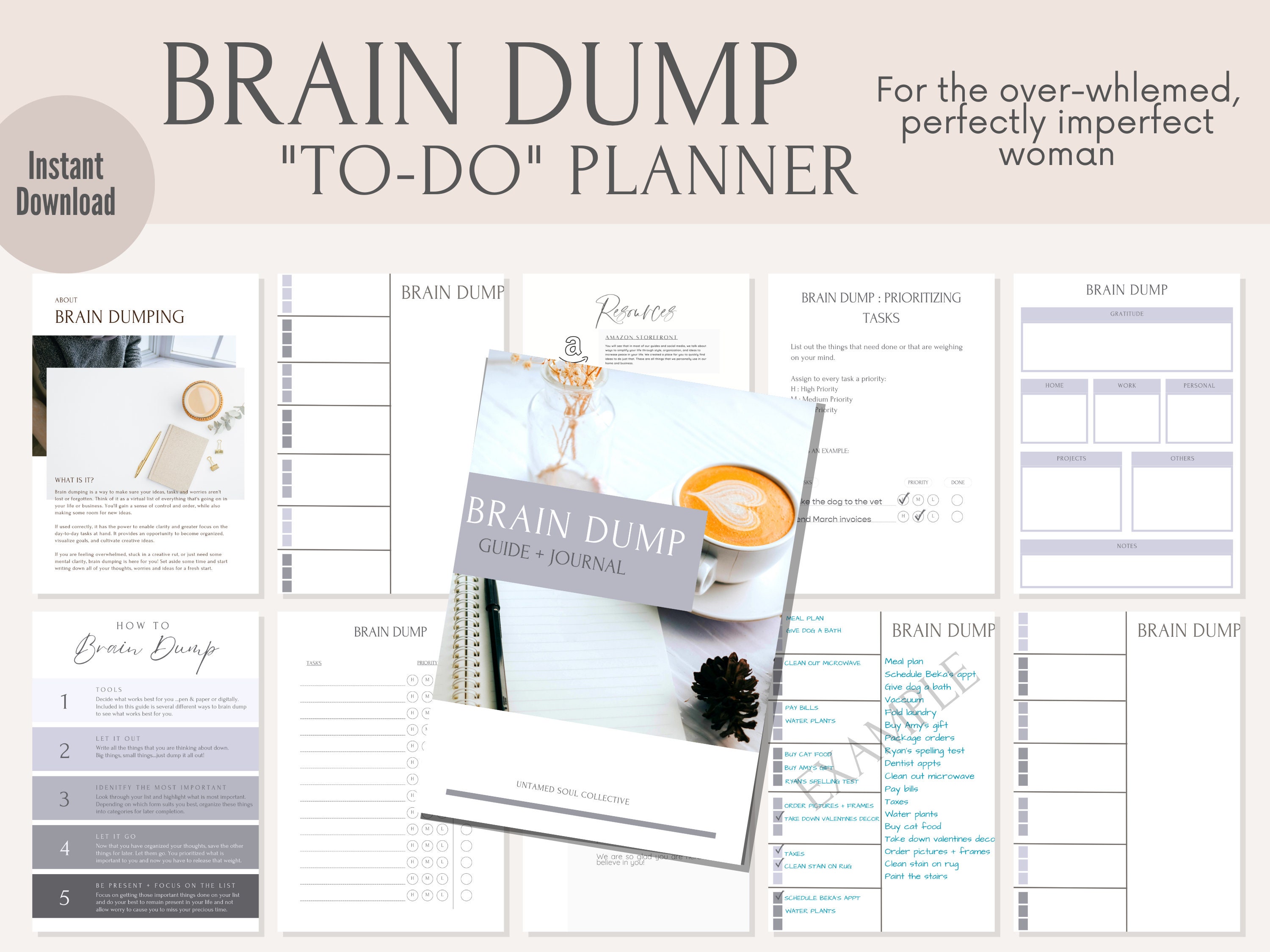 Brain Dump To-do List & Planner Printable Stress and Anxiety Relief ...
