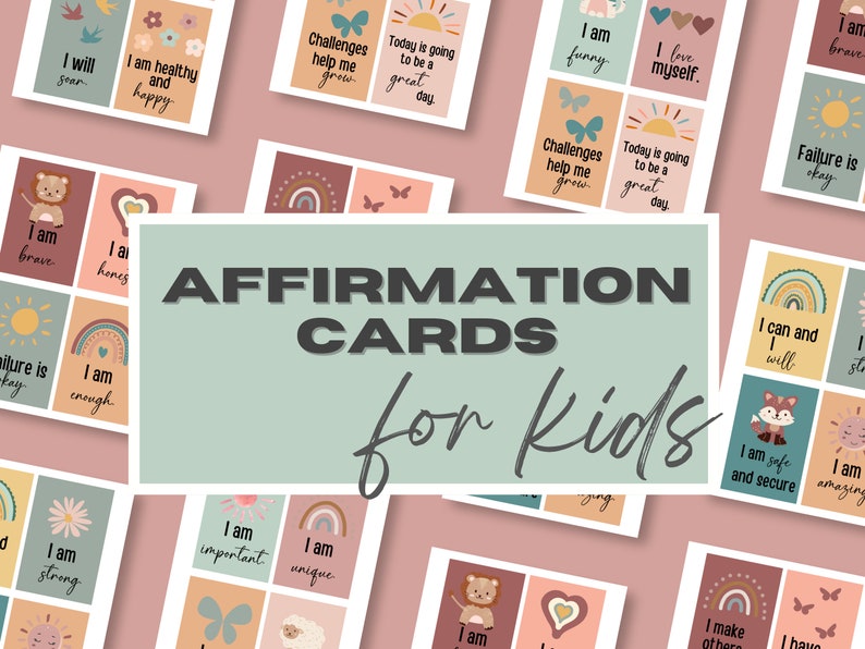 Positive Affirmation Cards Kids Mindfulness Gift Children Montessori ...
