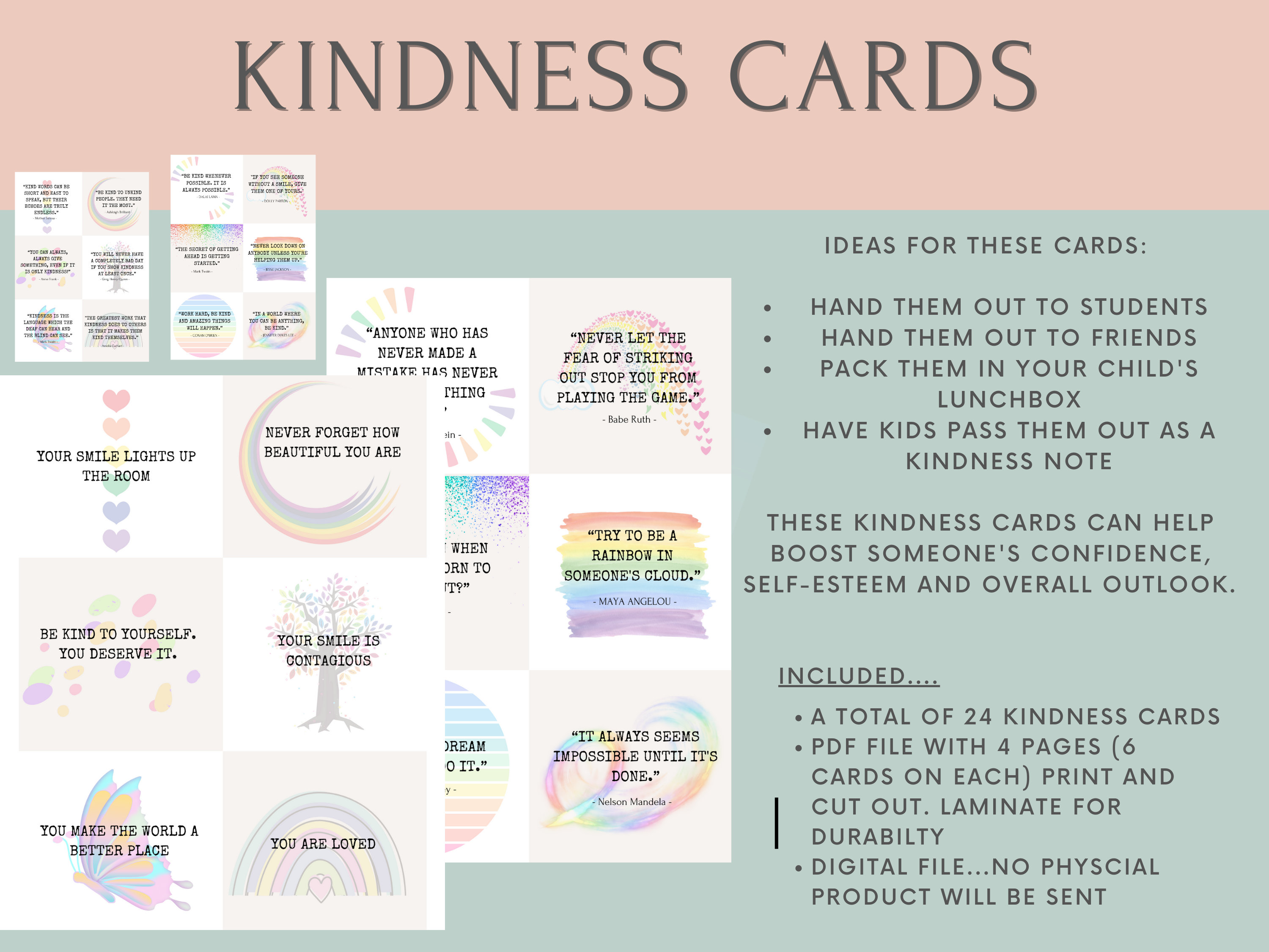 Kindness Card for Kids Printable Spread Kindness Treat People With ...
