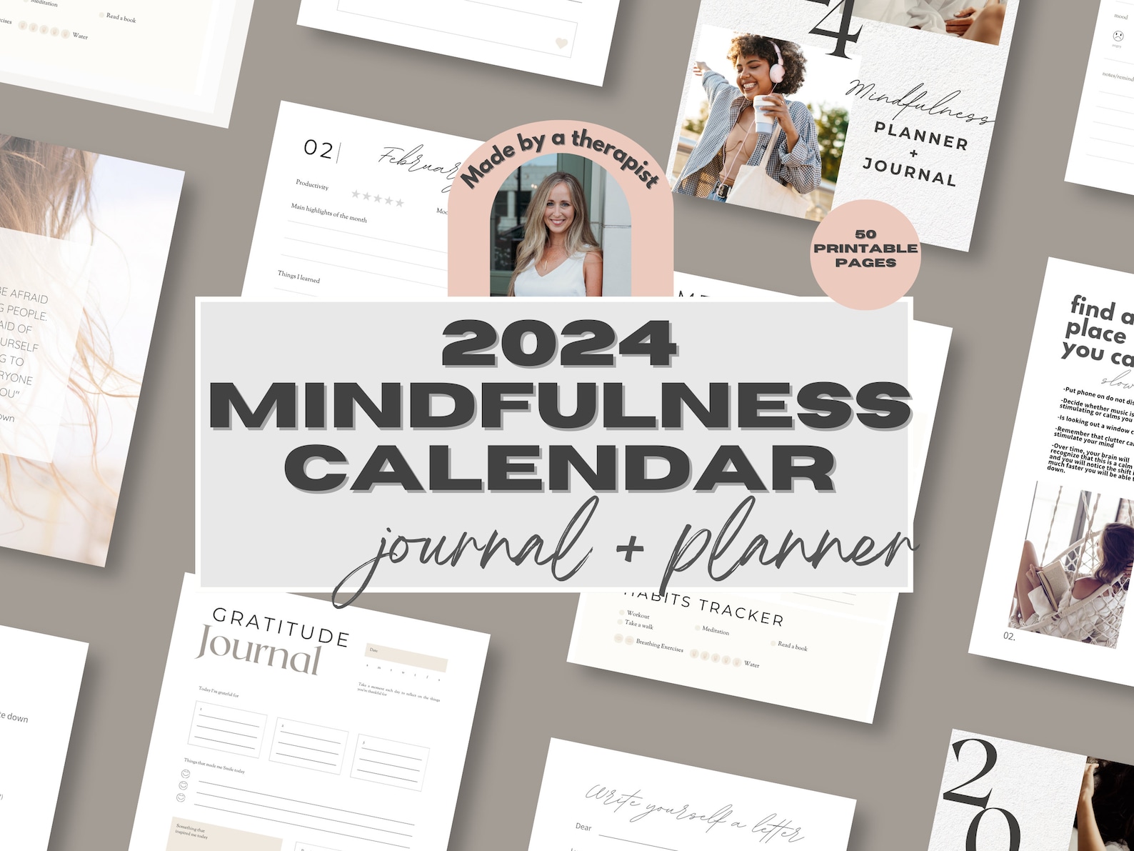 Mindfulness Calendar Printable 2024 Digital Calendar Somatic Healing ...