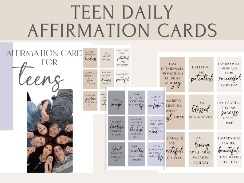 Positive Self Affirmation Cards Teen Girls Daily Affirmation Cards ...