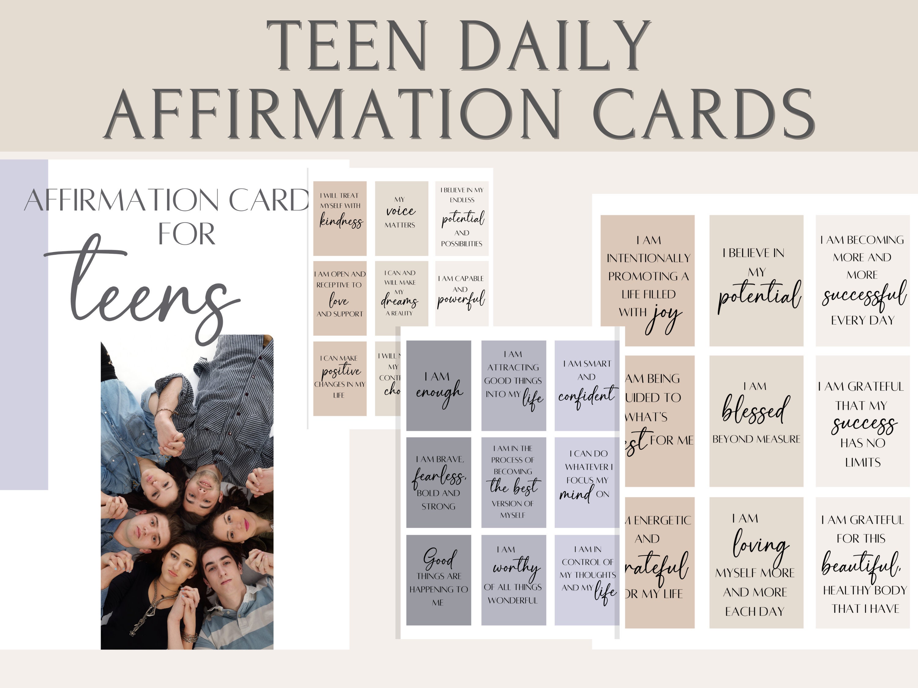 Positive Self Affirmation Cards Teen Girls Daily Affirmation Cards ...