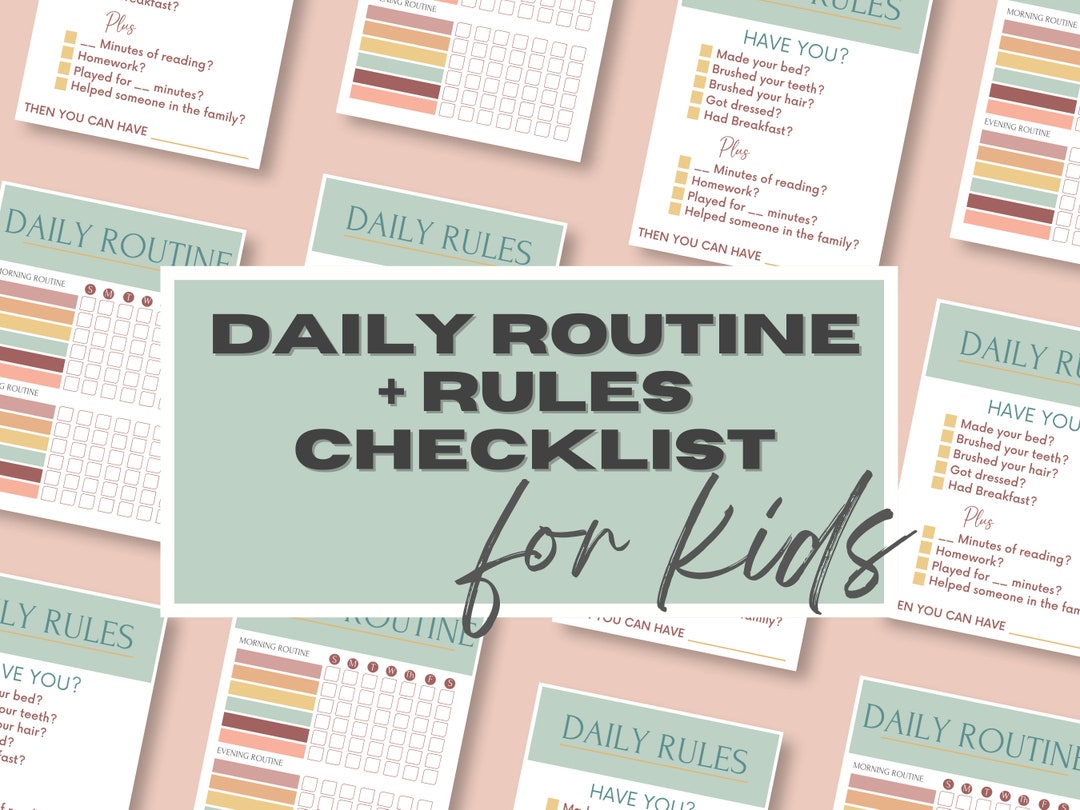 Kids Daily Routine Printable Checklist Daily Routine Chart Child ...