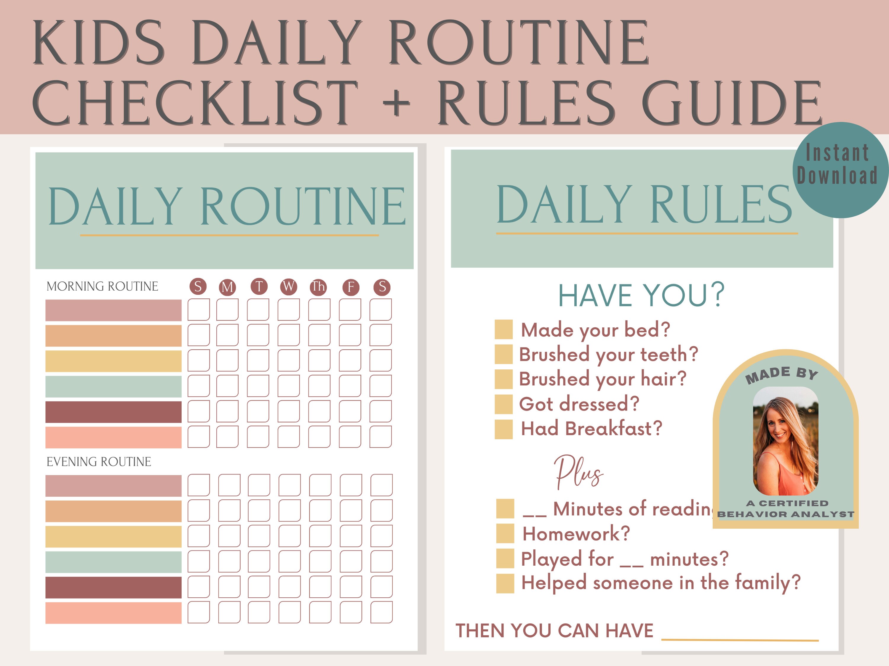 Kids Daily Routine Printable Checklist Daily Routine Chart - Etsy