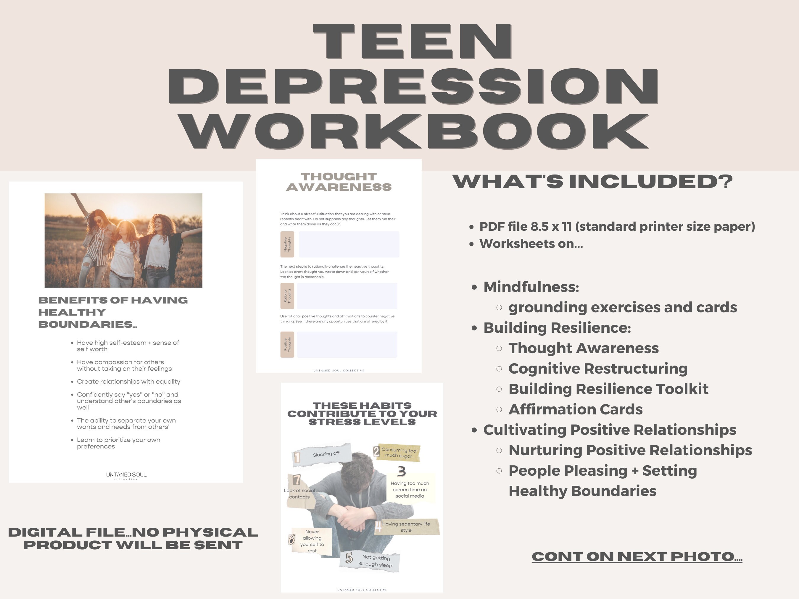 Teen Depression Workbook | Mental Health Coping Skills for Teens ...