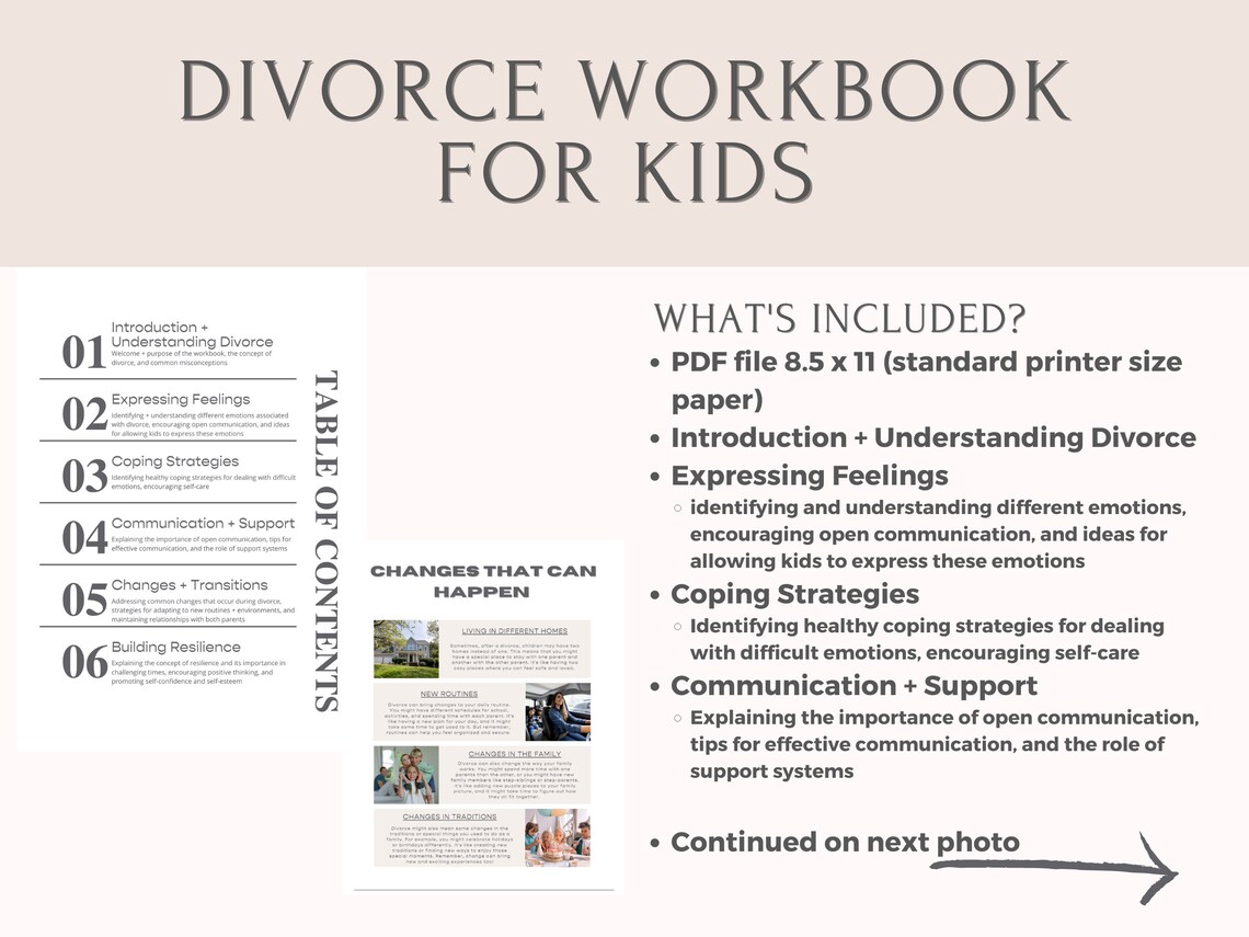 Divorce Worksheet for Kids Therapy Children and Divorce Workbook ...