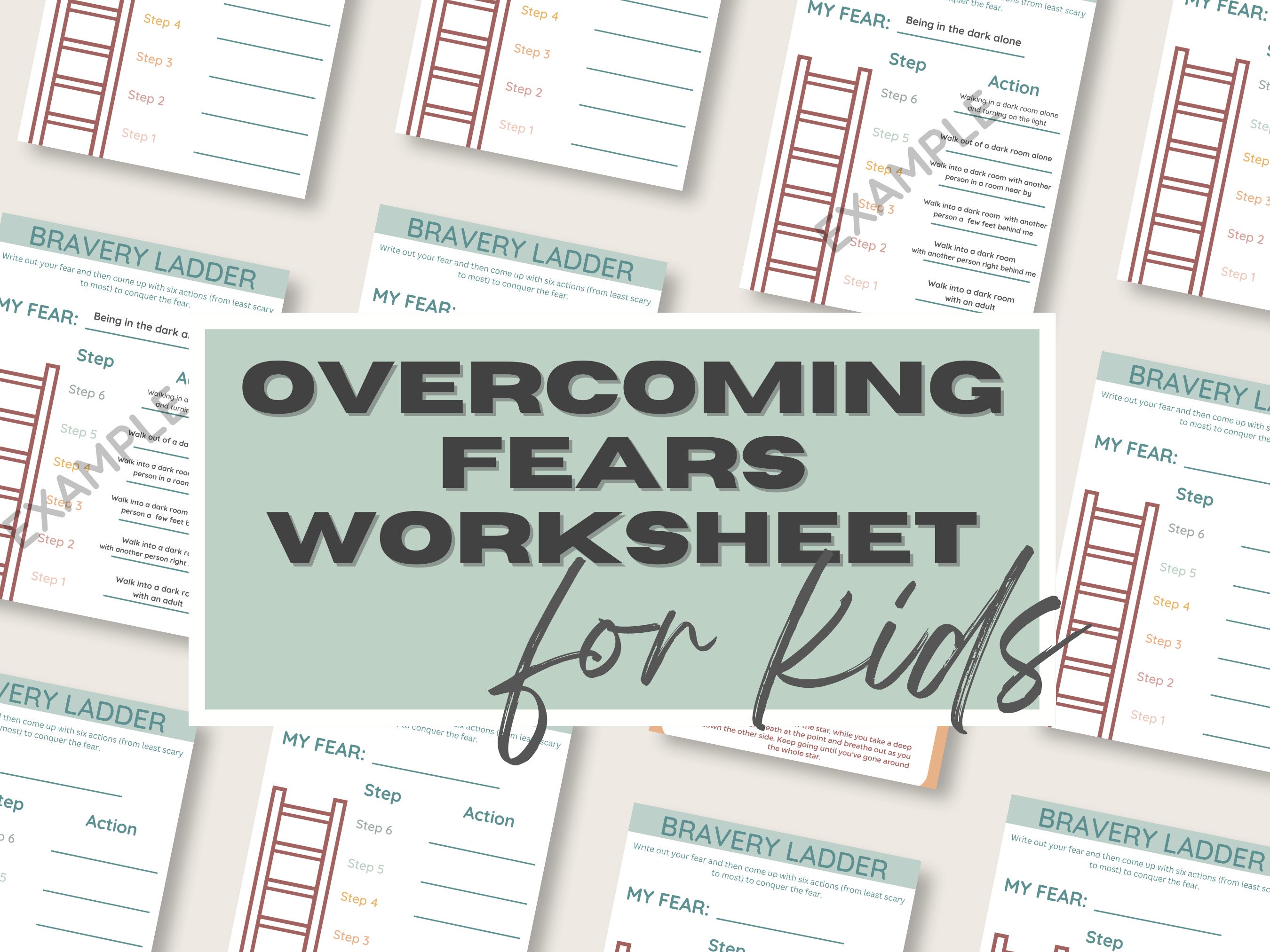 Kid Feeling Worksheet Child Therapy Anxiety Kids Fear Ladder - Etsy