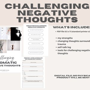 Negative Thought Workbook Mindfulness Worksheet Emotional Health ...