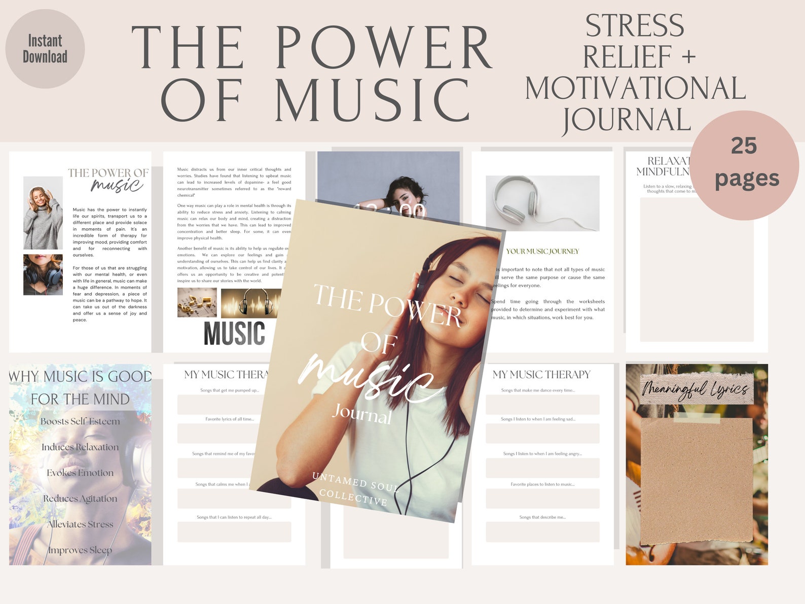 Stress Relief Anxiety Workbook Music Gift for Her Grounding Technique ...