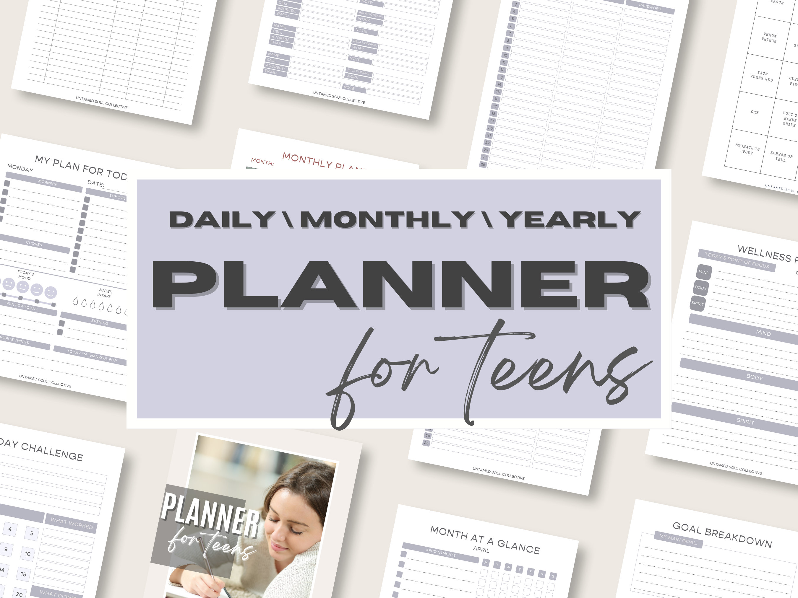 Student Planner Teen Planner Printable Monthly Planner Study - Etsy