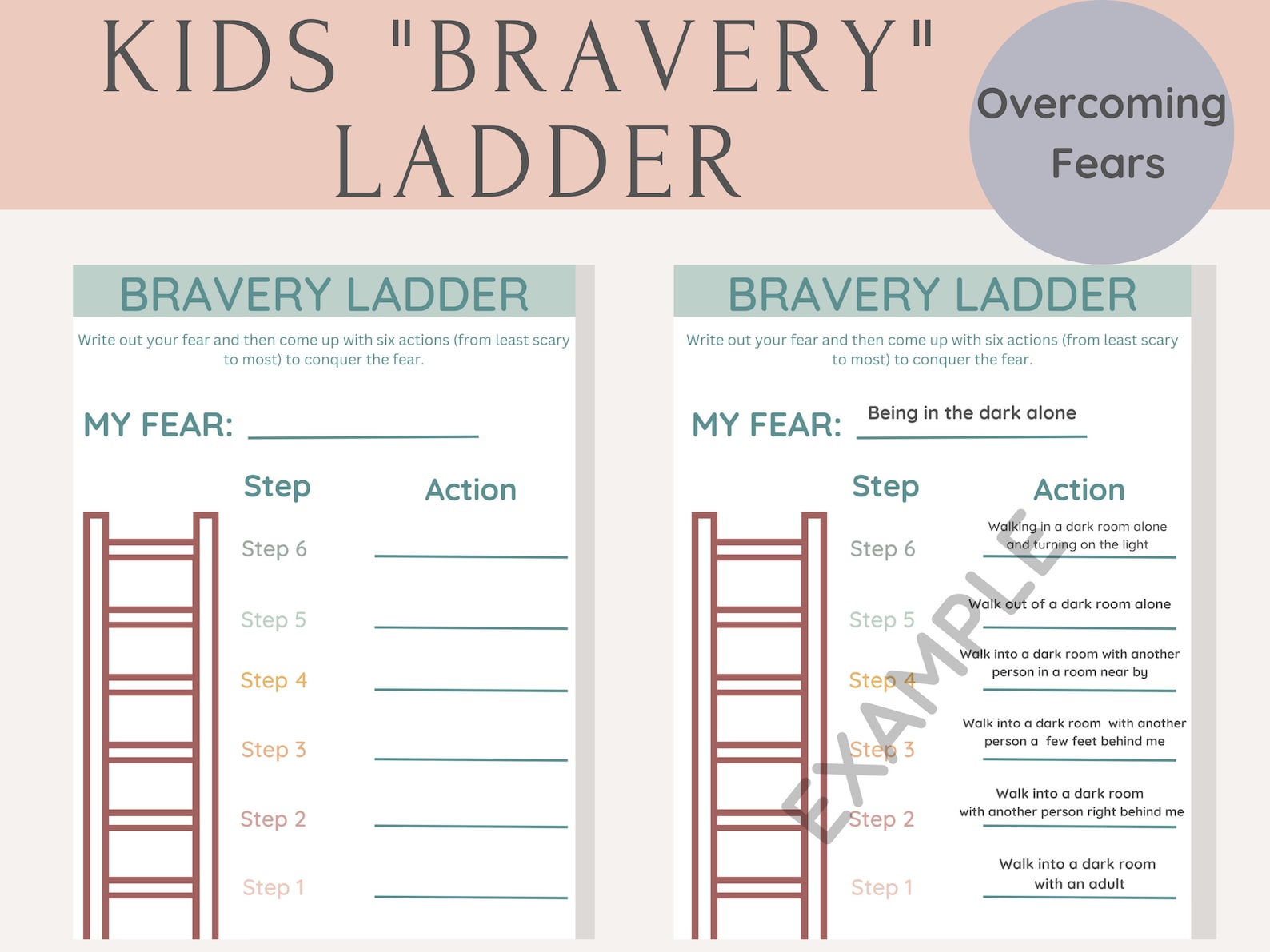 Kid Feeling Worksheet Child Therapy Anxiety Kids Fear Ladder School ...